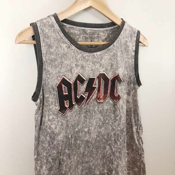 Vintage | Tops | Vintage Style Acdc Graphic Acid Wash Tank S | Poshmark